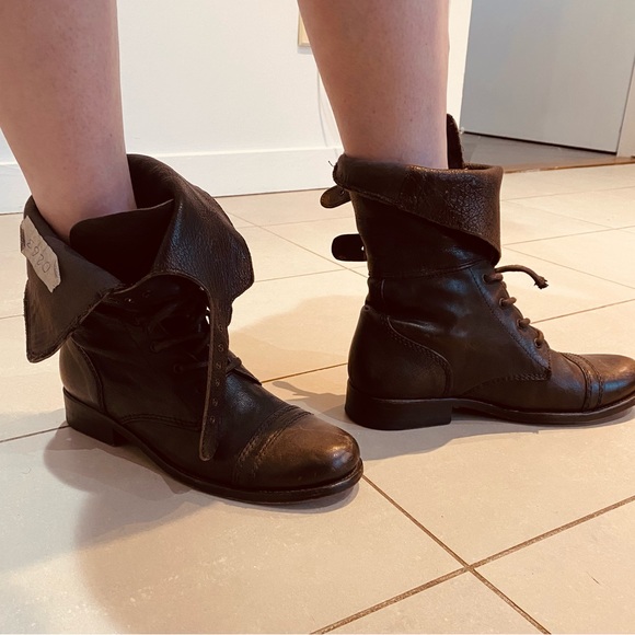 All Saints | Shoes | Vintage All Saints Combat Boots Dark Brown Pebble ...